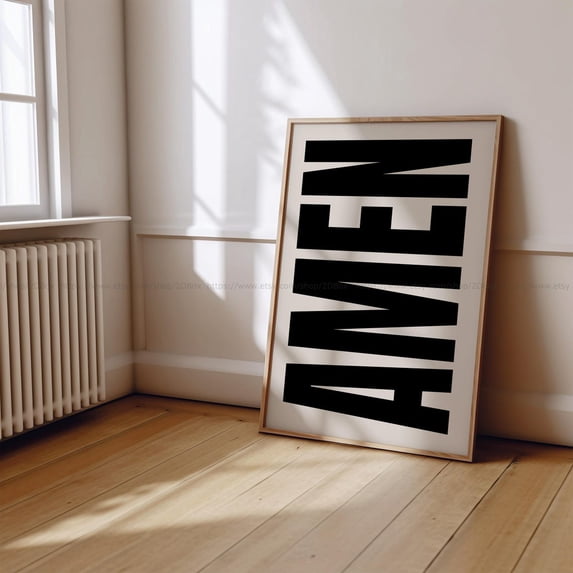 Amen Poster, Black And Cream Christian Decor, Unframed Paper Poster ...