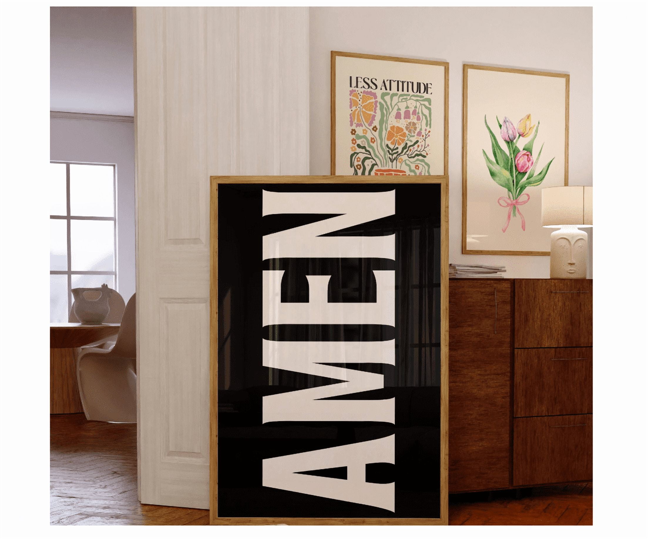 Amen Poster Jesus Typography Poster Trendy Christian Wall Art Retro ...