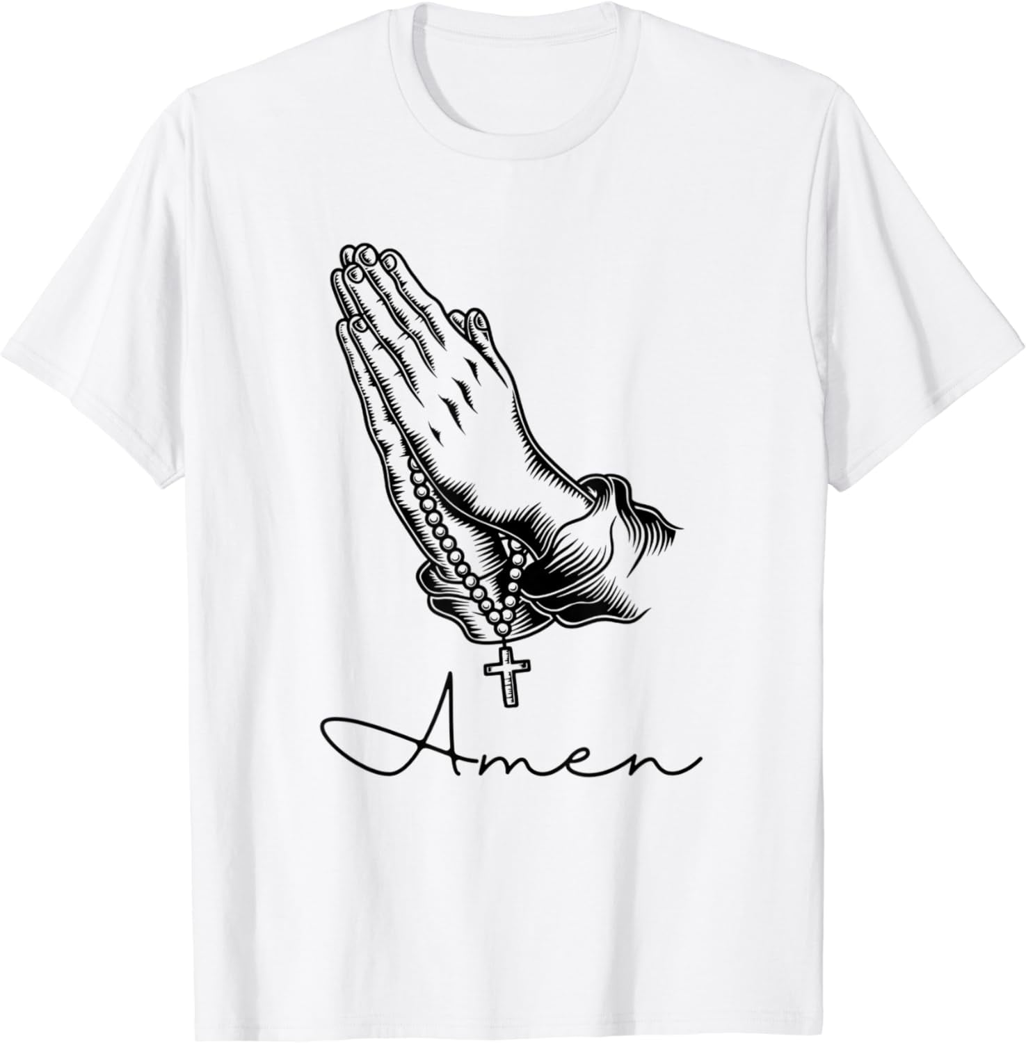 Amen Praying Hands Rosary Beads T-Shirt - Walmart.com