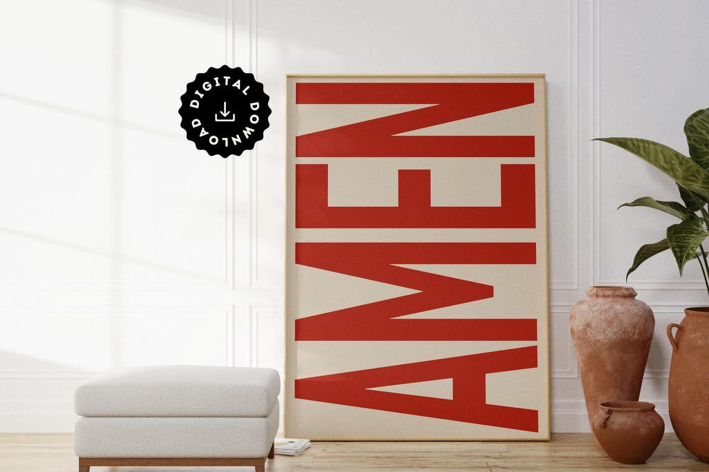 Amen Print Jesus Typography Poster Trendy Christian Wall Art Religious ...