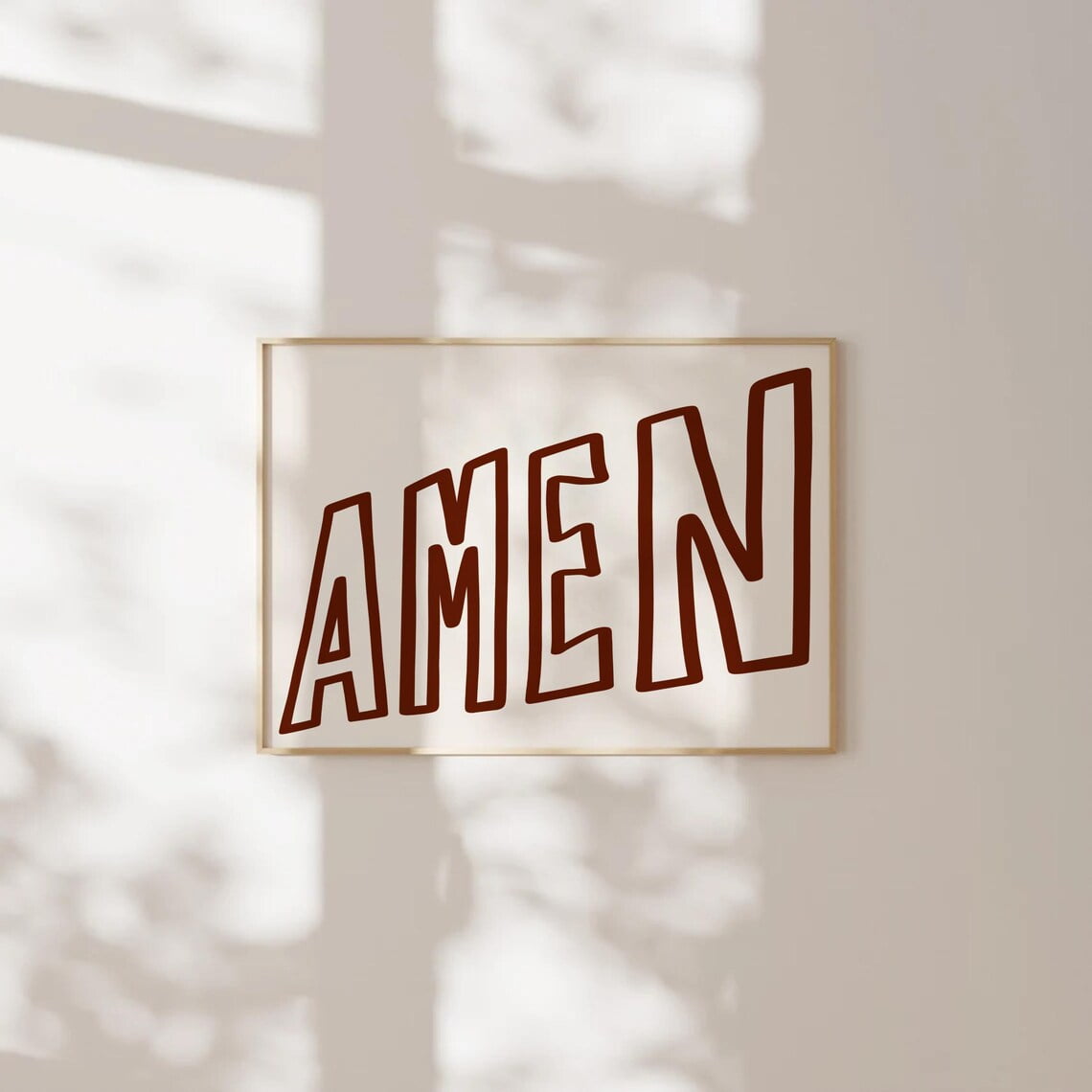 Amen Print Jesus Typography Poster Trendy Christian Wall Art Retro ...