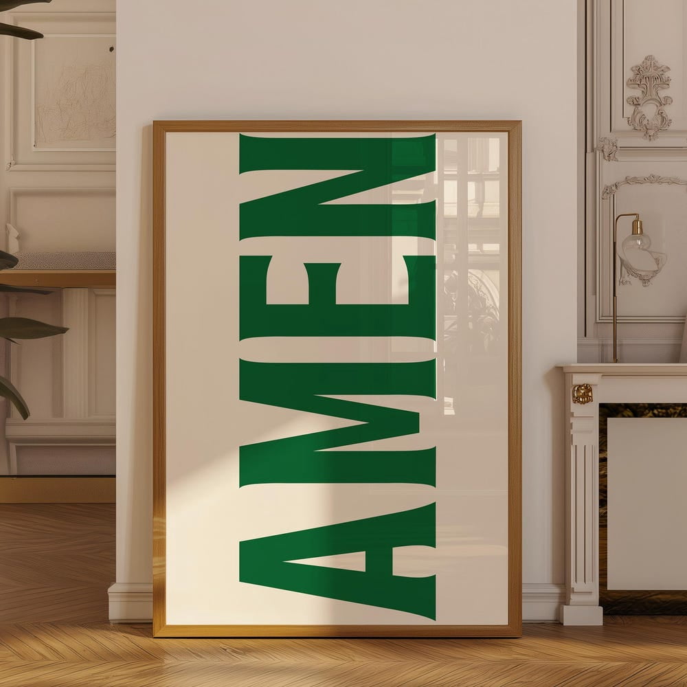 Amen Print, Jesus Typography Poster, Trendy Christian Wall Art, Retro ...