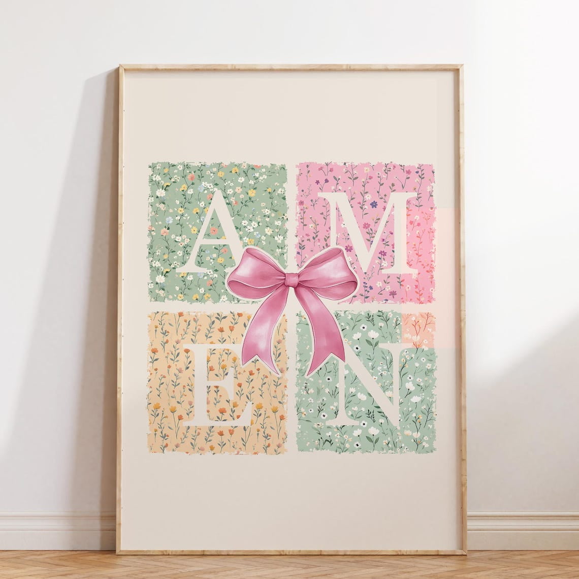 Amen Print, Jesus Typography Print, Pretty Christian Wall Art, Coquette ...