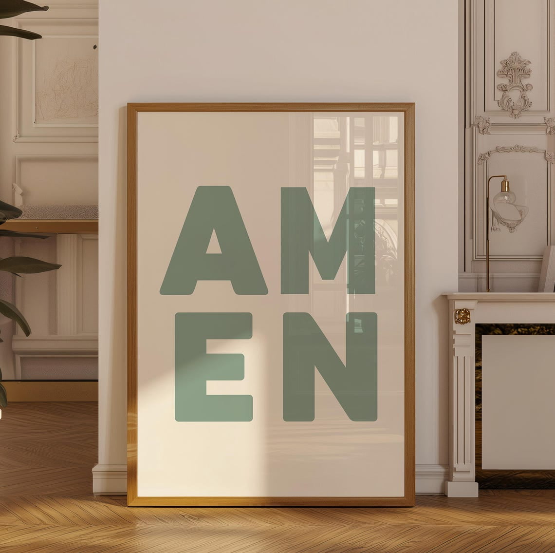 Amen Print Sage Green Faith Typography Prayer Room Decor, Stretched ...