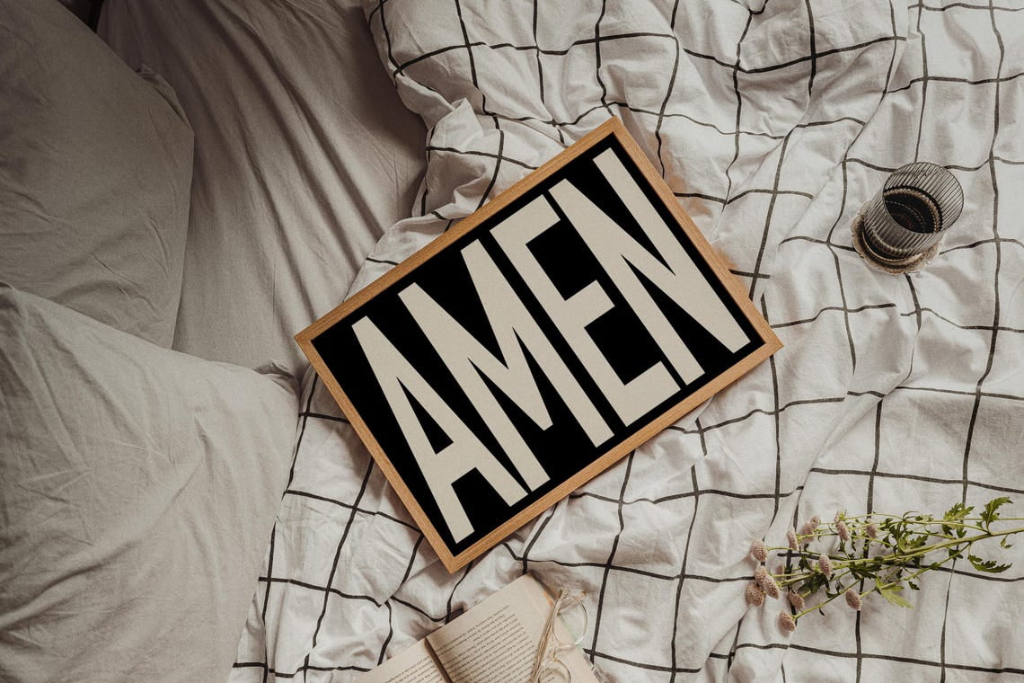 Amen Print Typography Poster Trendy Christian Wall Art Retro Poster ...