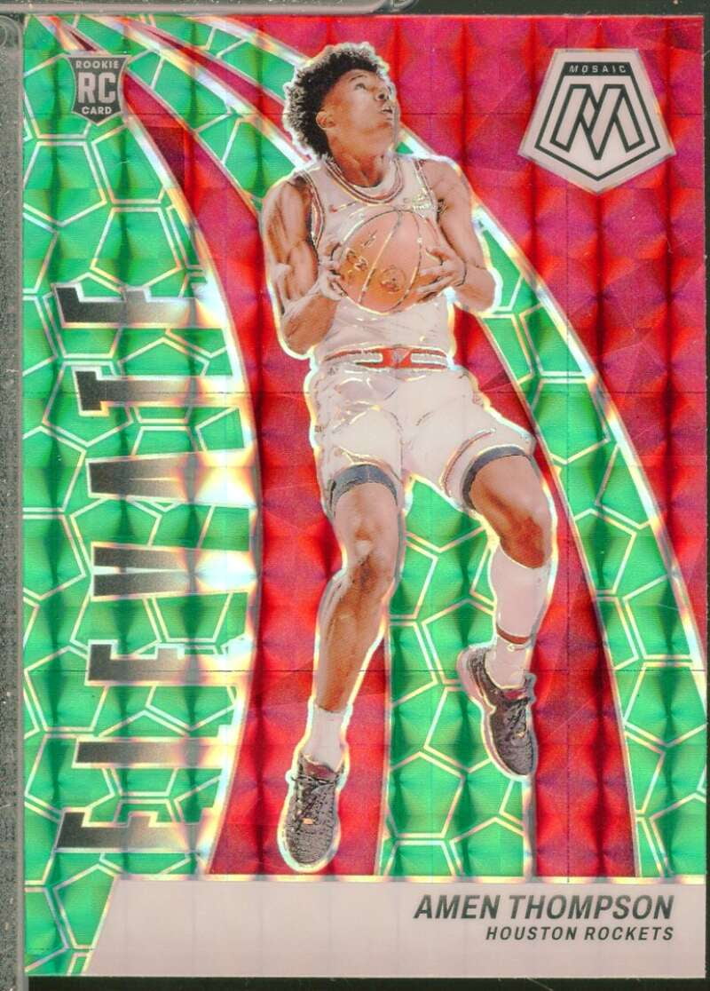 Amen Thompson Rookie Card 2023-24 Panini Mosaic Elevate Mosaic Green ...
