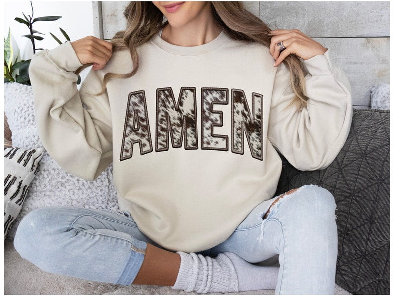 Amen Varsity Easter Sweatshirt, Floral Christian T-Shirt, Jesus Bible ...