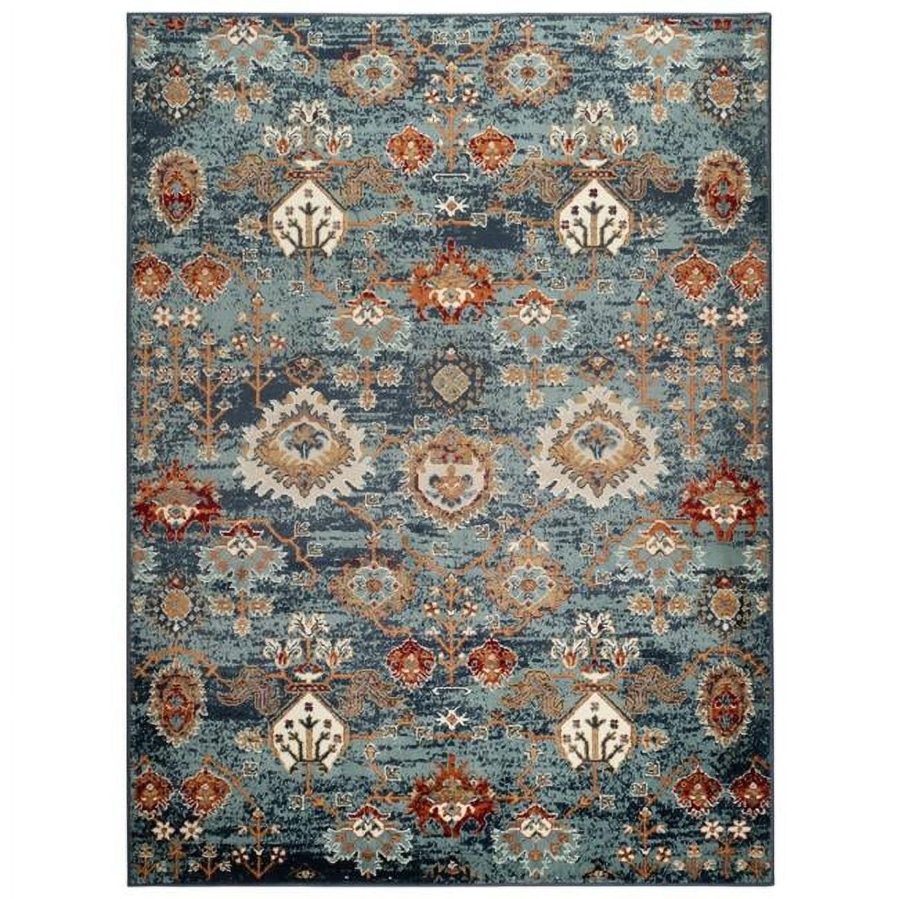 AMER Allure Floral Vintage Power-Loomed Area Rug 79x99 Teal Blue ...
