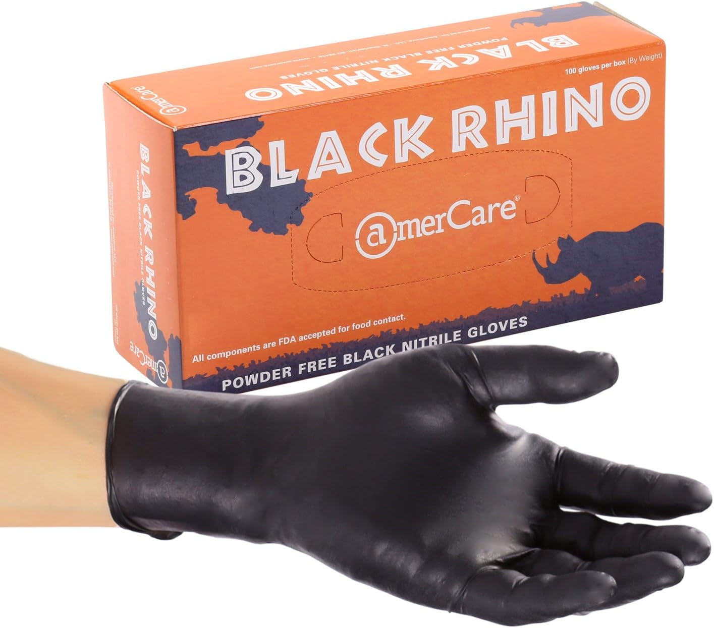 AmerCare Black Rhino Powder Free Nitrile Gloves - Walmart.com