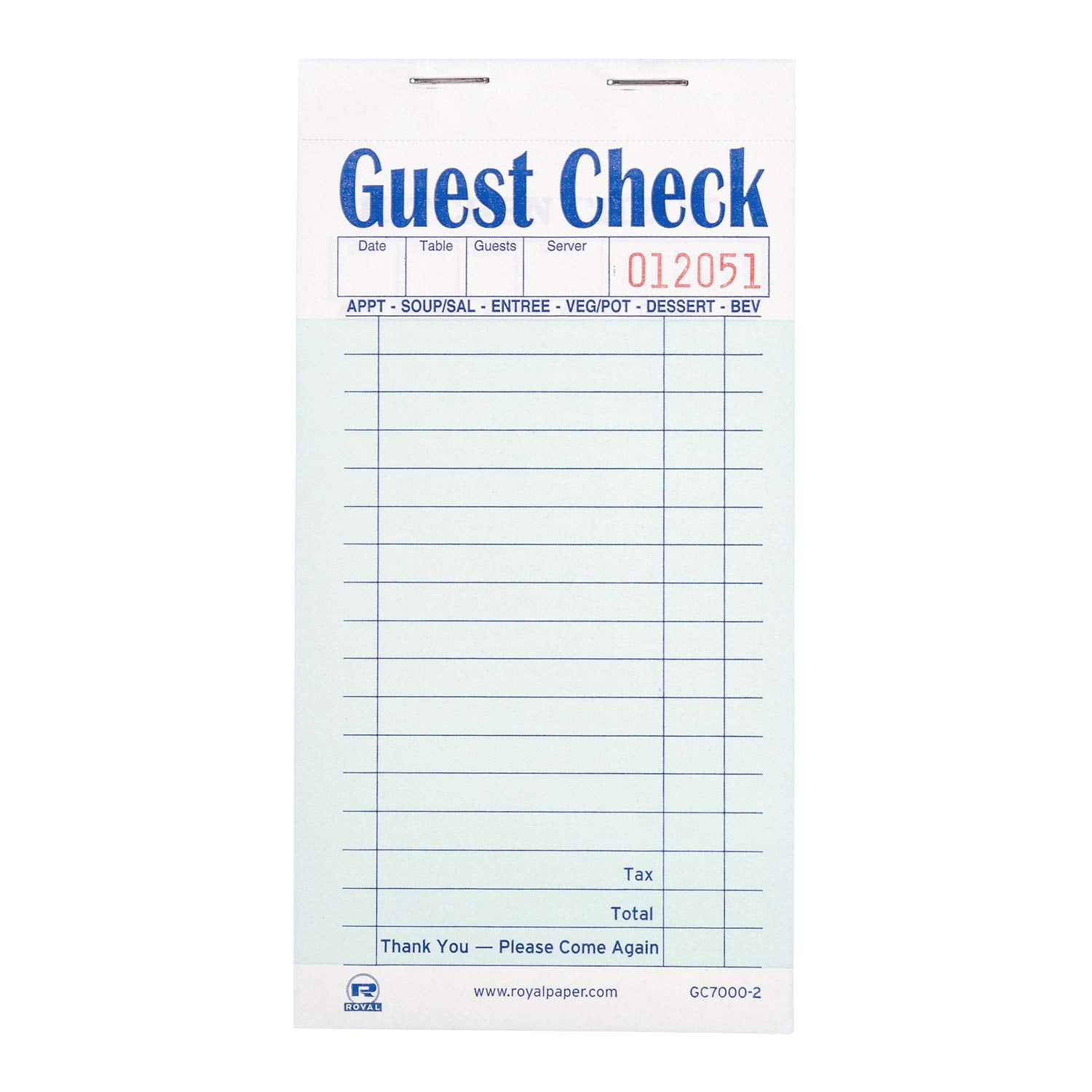 AmerCare ONKER Green Guest Check Paper Receipt Book, Carbonless Order ...