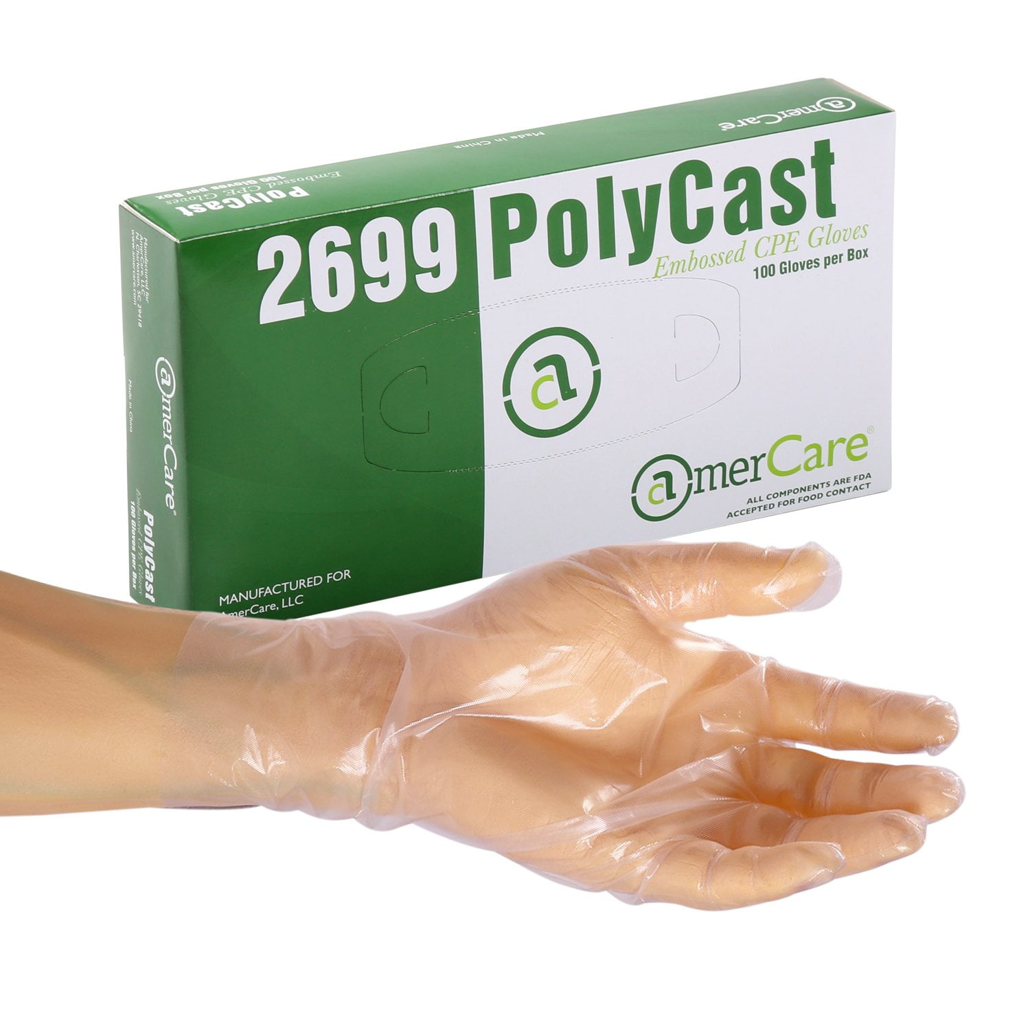AmerCare Polycast Textured Powder Free Gloves, Extra Large, Case of ...