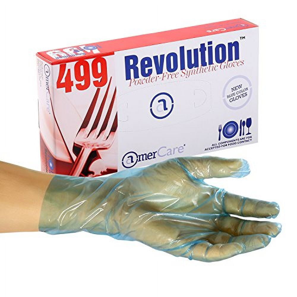 AmerCare Revolution Blue Poly Cast Glove, Textured and Powder Free ...