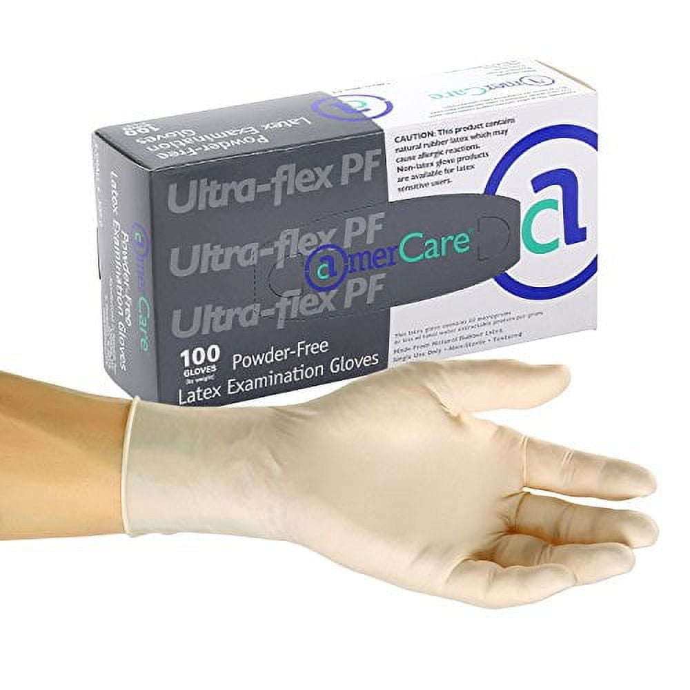 AmerCare Ultra Flex Powder Free, Latex Exam Gloves - Walmart.com