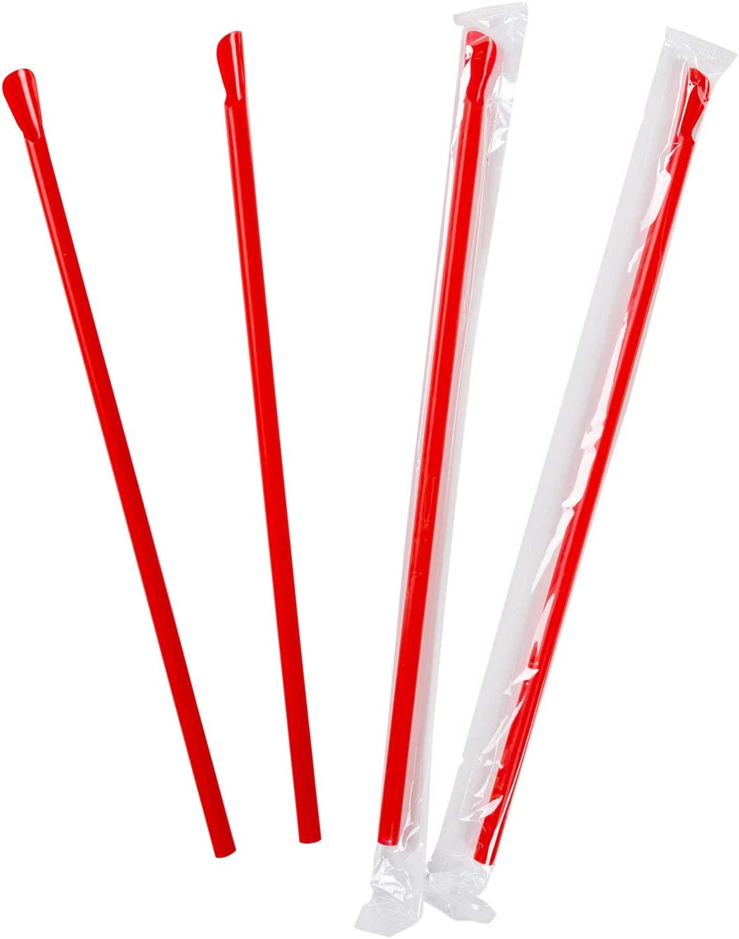 AmerCareRoyal Giant Plastic Spoon Straws, Long Disposable Plastic ...