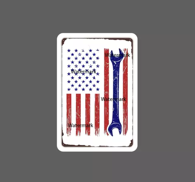 Amercian Flag Wrench Sticker Work Labor Sticker Phone Decal Water ...