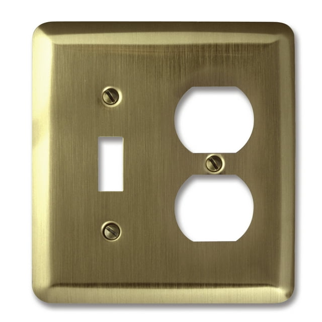 Amerelle 154TD Devon Wallplate, 1 Toggle / 1 Duplex, Steel, Brushed Brass, 1-Pack - Walmart.com