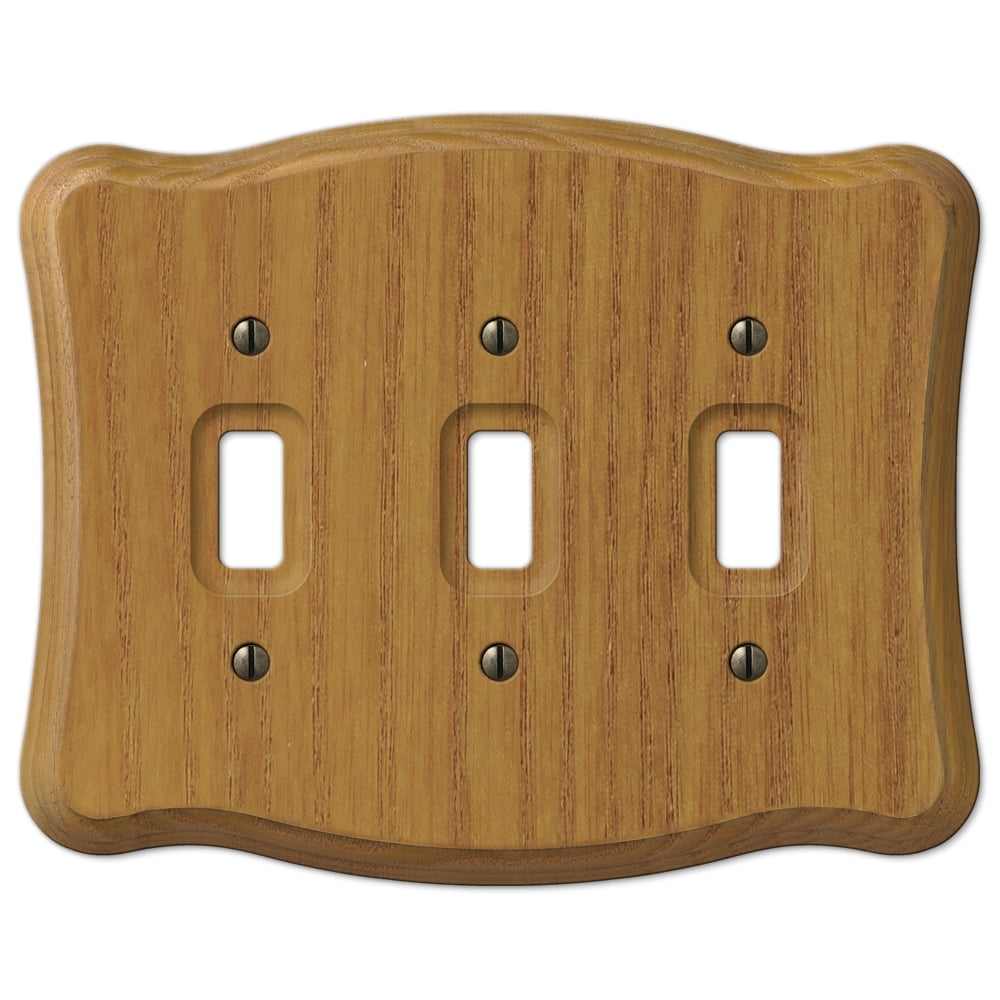 Amerelle 176TTT Austin Wallplate, 3 Toggle, Wood, Light Oak , 1-Pack ...