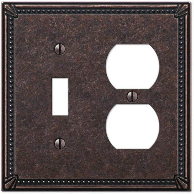 Amerelle 74TDAZ Moderne Wallplate 1 Toggle / 1 Duplex Cast Metal Aged ...