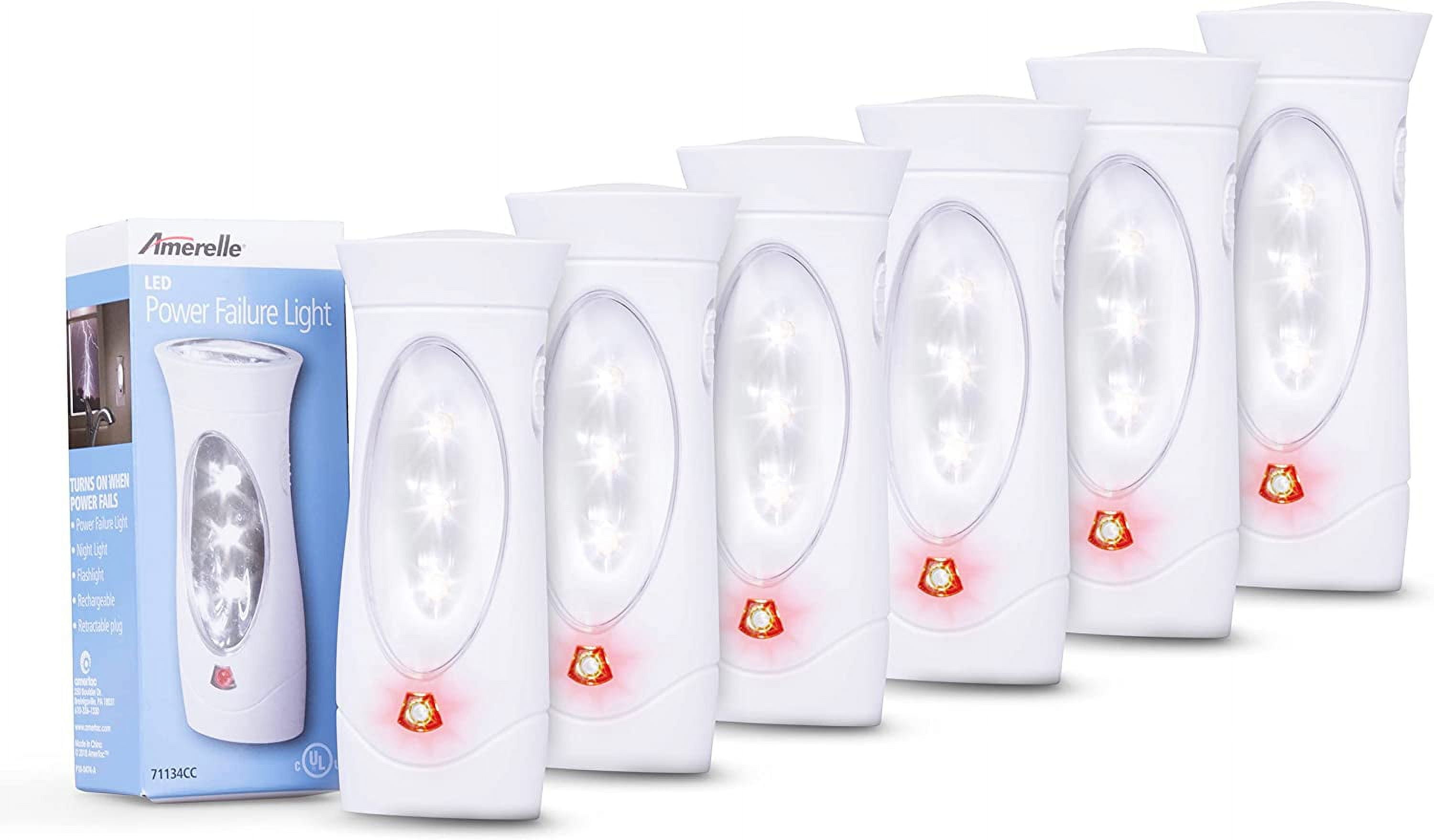 Amerelle LED Emergency Lights for Home Power Failure, 6 Pack - Triple ...