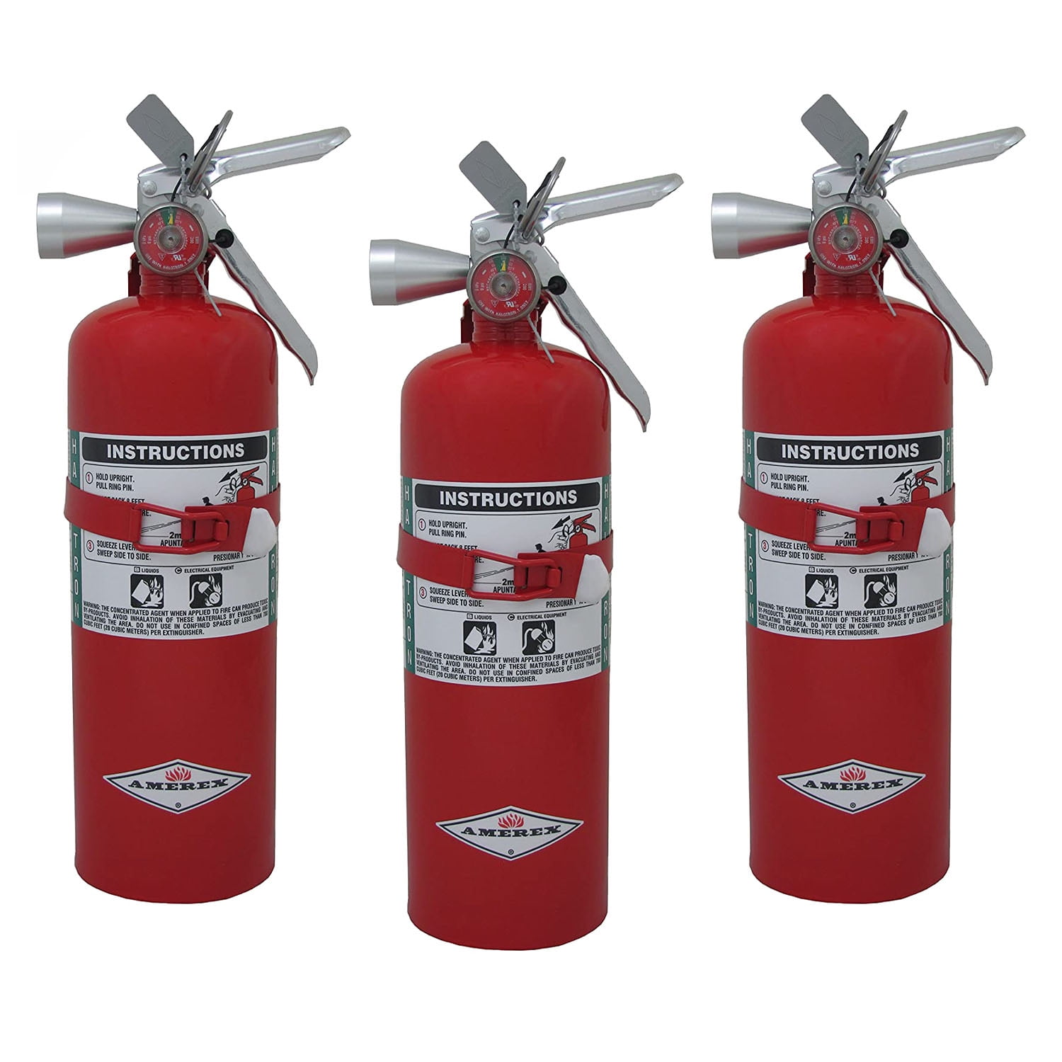 Amerex B386T, 5lb Halotron I Class B C Fire Extinguisher - 3 Pack ...