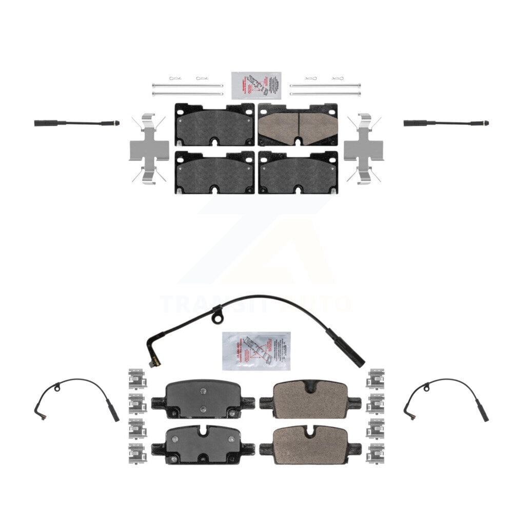 AmeriBRAKES Front Rear Ceramic Disc Brake Pads and Wear Sensors Kit for ...
