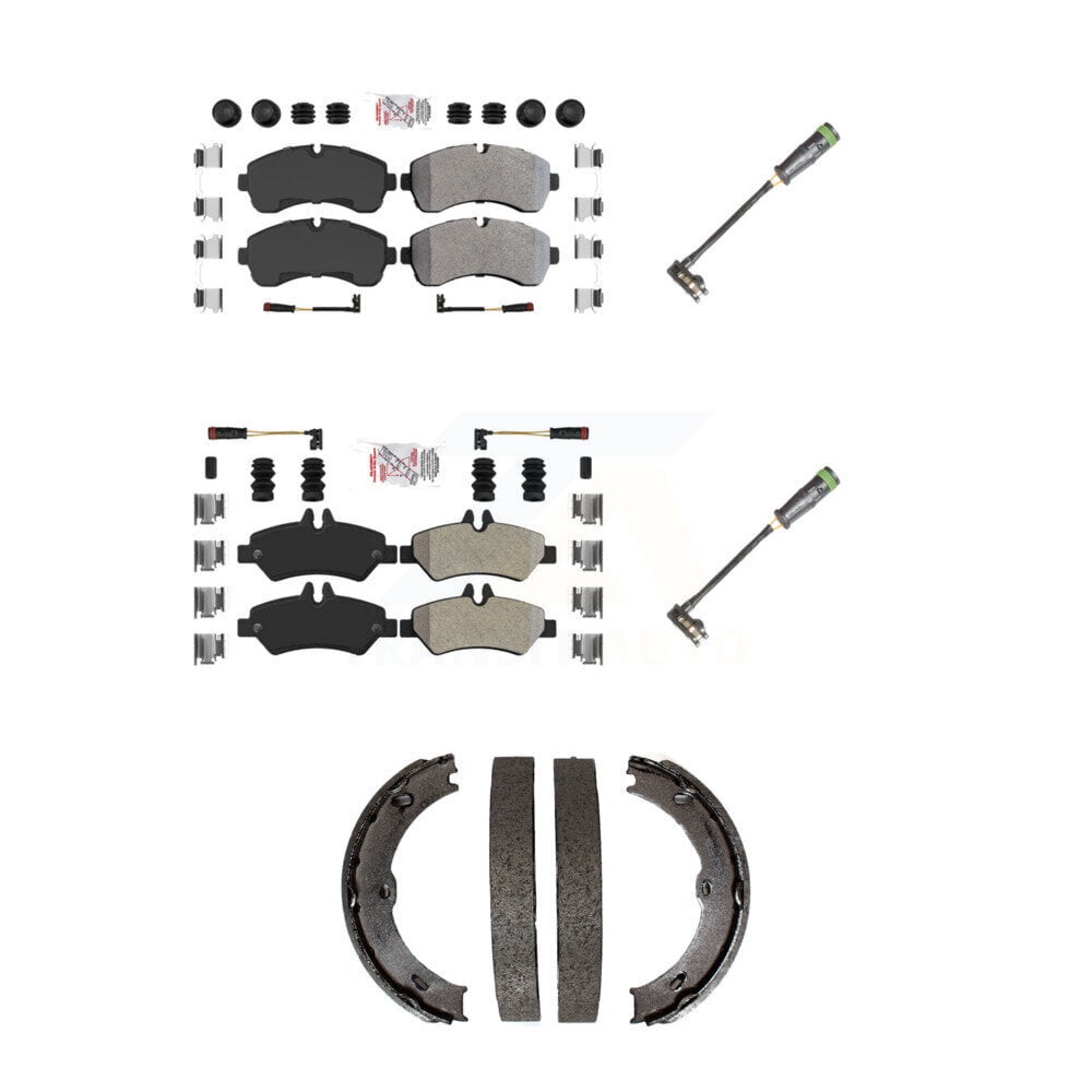 AmeriBRAKES Front Rear Ceramic Disc Brake Pads and Wear Sensors Kit ...