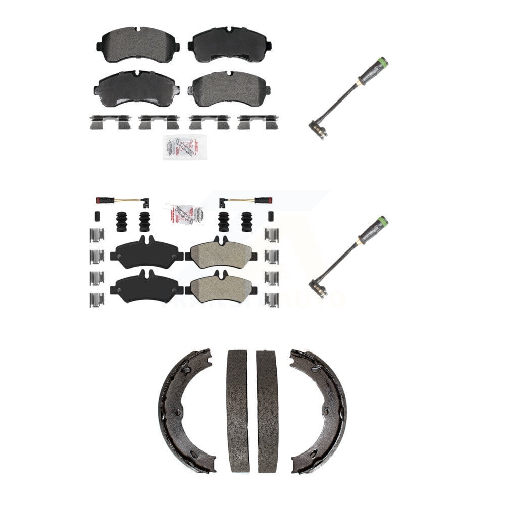 AmeriBRAKES Front Rear Ceramic Disc Brake Pads and Wear Sensors Kit ...
