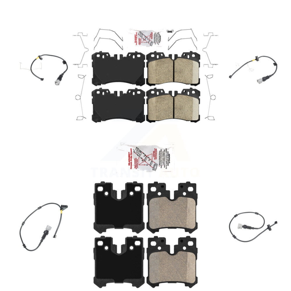 AmeriBRAKES Front Rear Ceramic Disc Brake Pads and Wear Sensors Kit ...