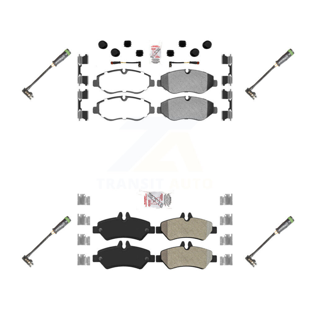 AmeriBRAKES Front Rear Ceramic Disc Brake Pads and Wear Sensors Kit for ...