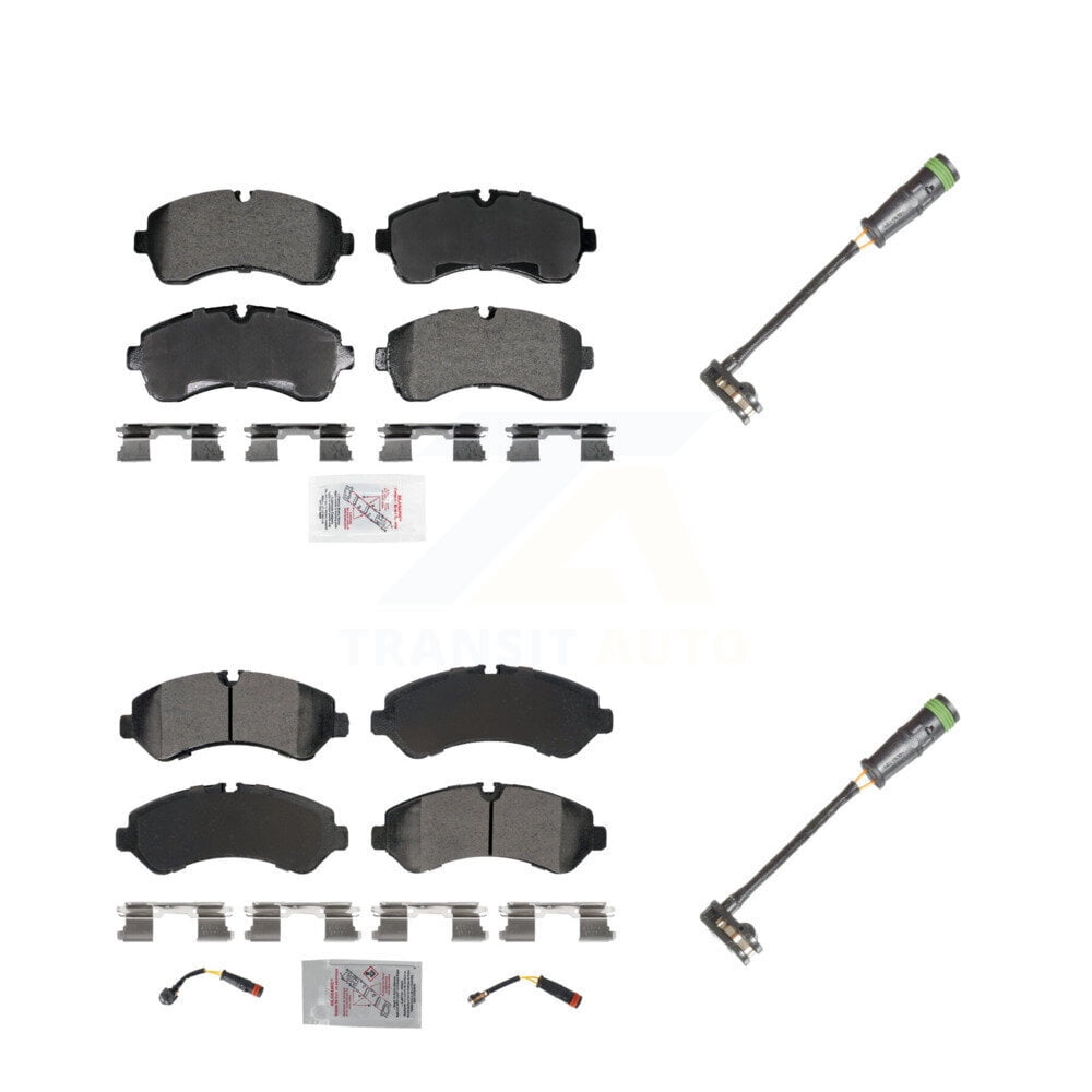 AmeriBRAKES Front Rear Ceramic Disc Brake Pads and Wear Sensors Kit for ...