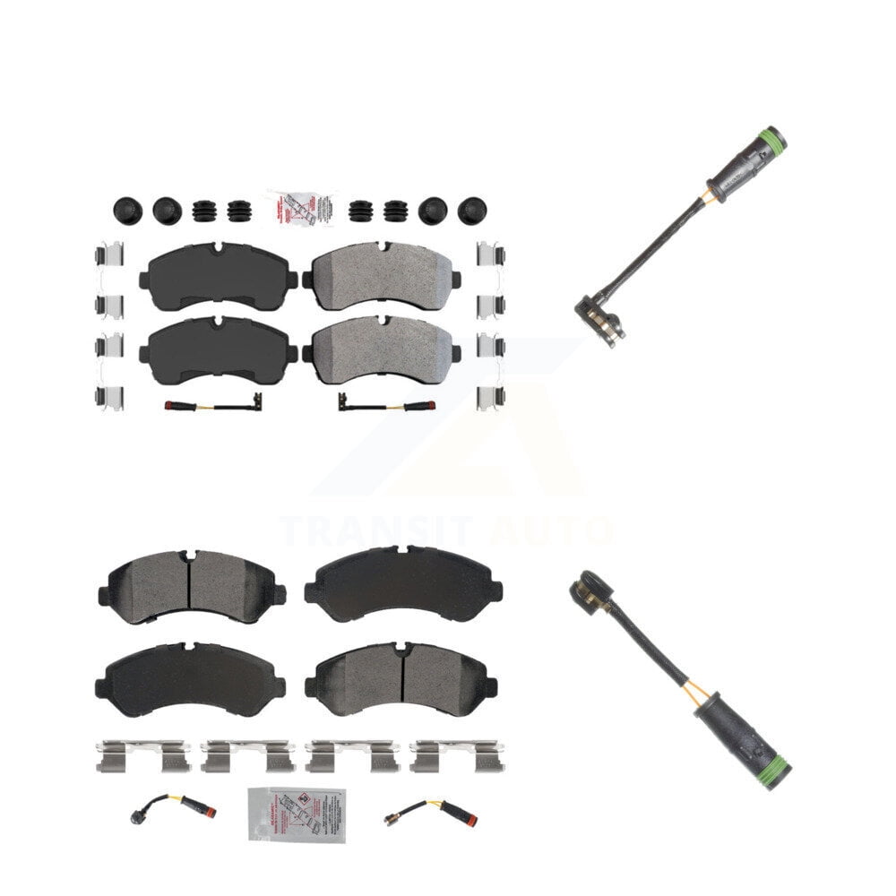 AmeriBRAKES Front Rear Ceramic Disc Brake Pads and Wear Sensors Kit for ...