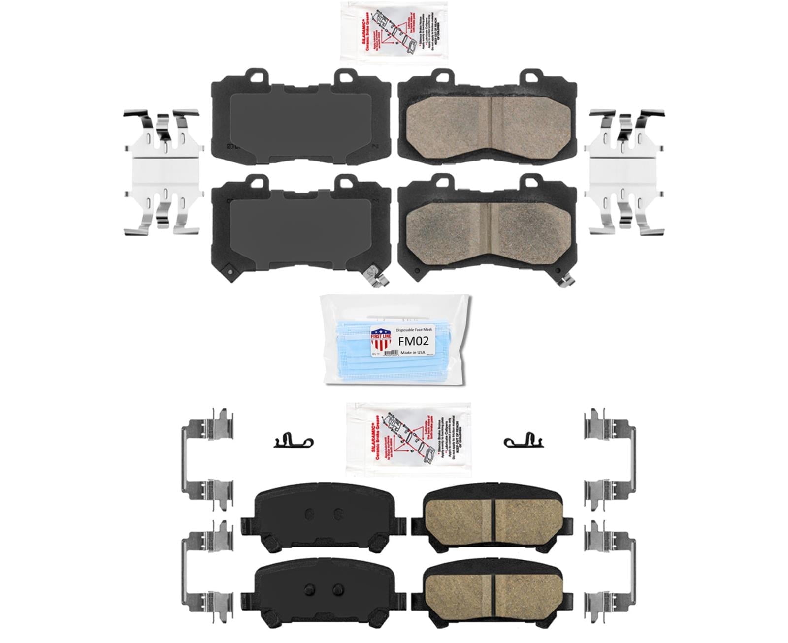 AmeriBrakes Front Rear Ceramic Pads w hardware for 2015-2020 Chevrolet ...