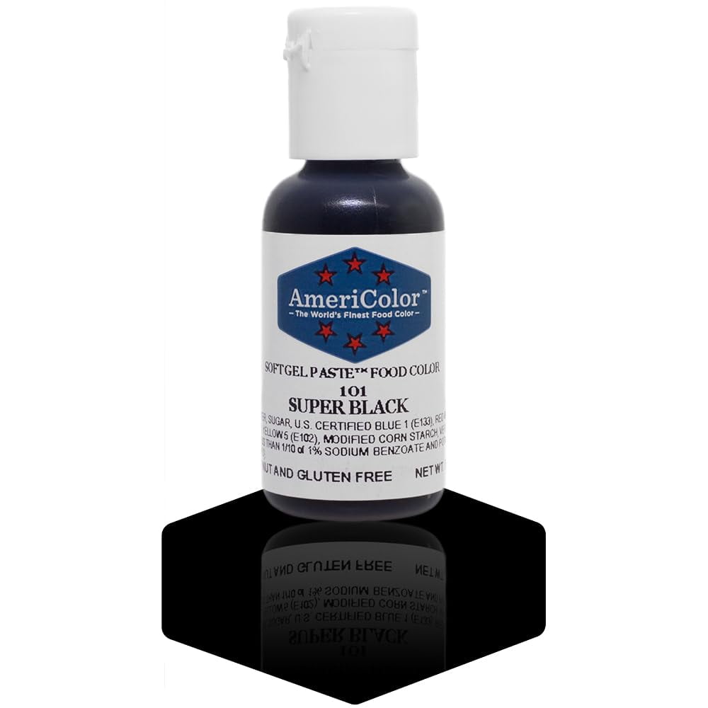 AmeriColor, Super Black, .75 BDF32 Ounce Bottle, Soft Gel Paste Food ...