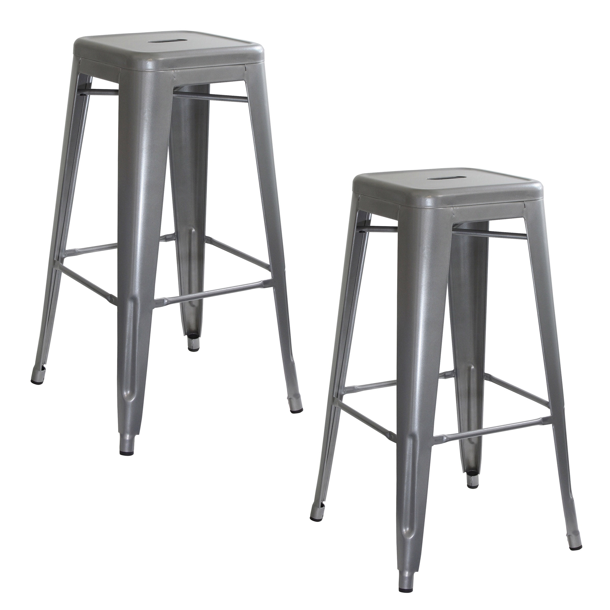 AmeriHome 2 Piece 30-inch Silver Finish Metal Backless Bar Stools ...