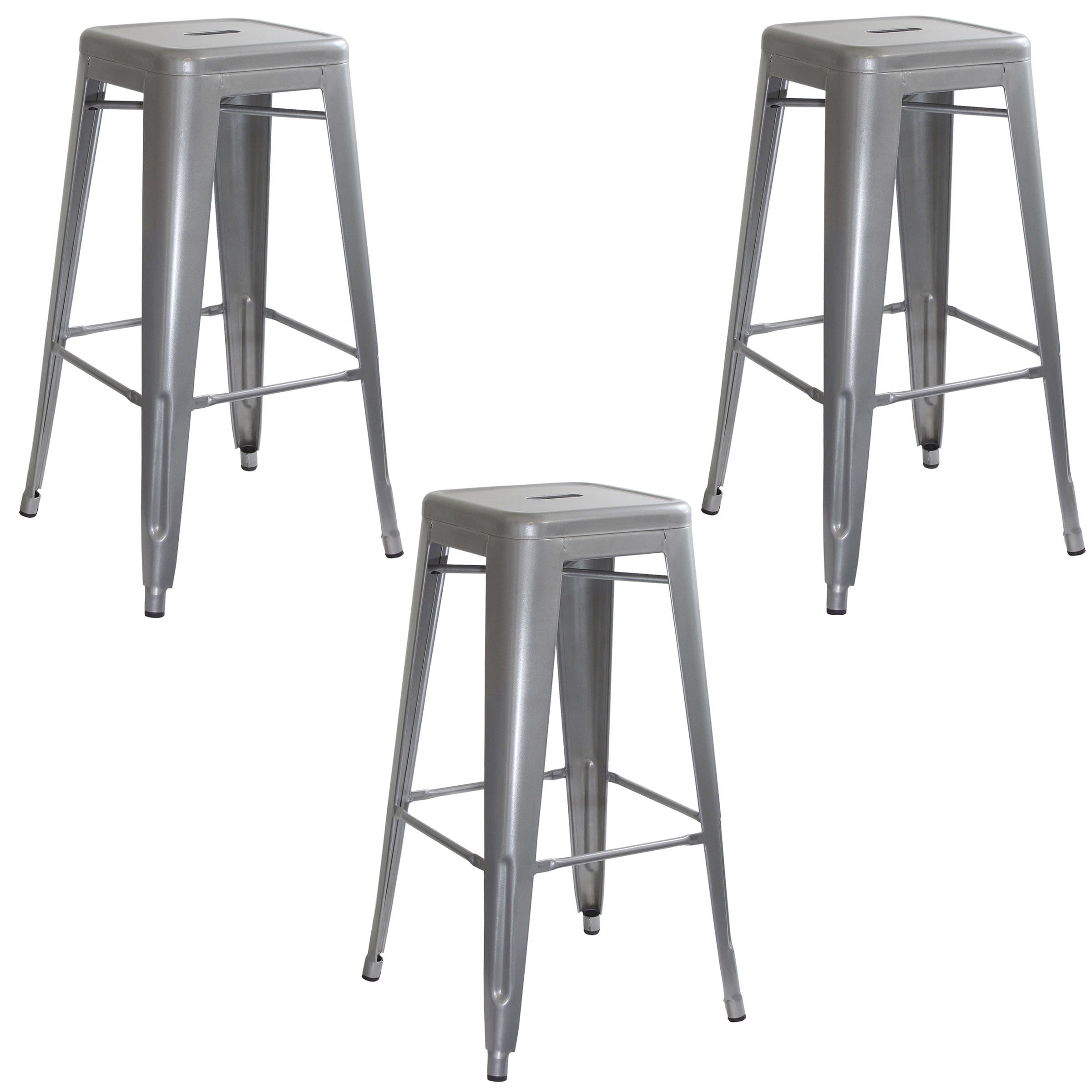 AmeriHome 3 Piece Silver Finish 30 Metal Backless Bar Stools - Walmart.com