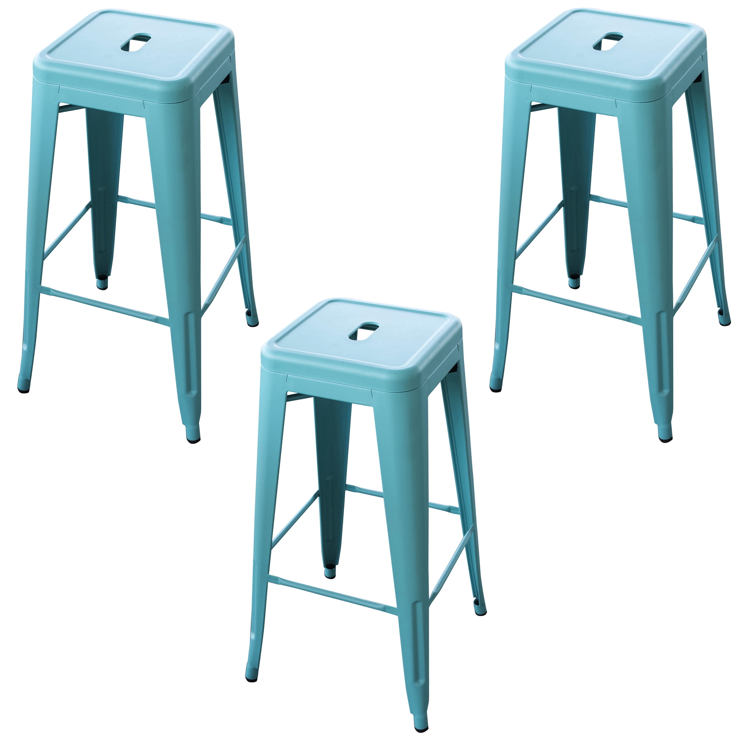 AmeriHome 3 Piece Teal Finish 30-inch Metal Backless Bar Stools ...
