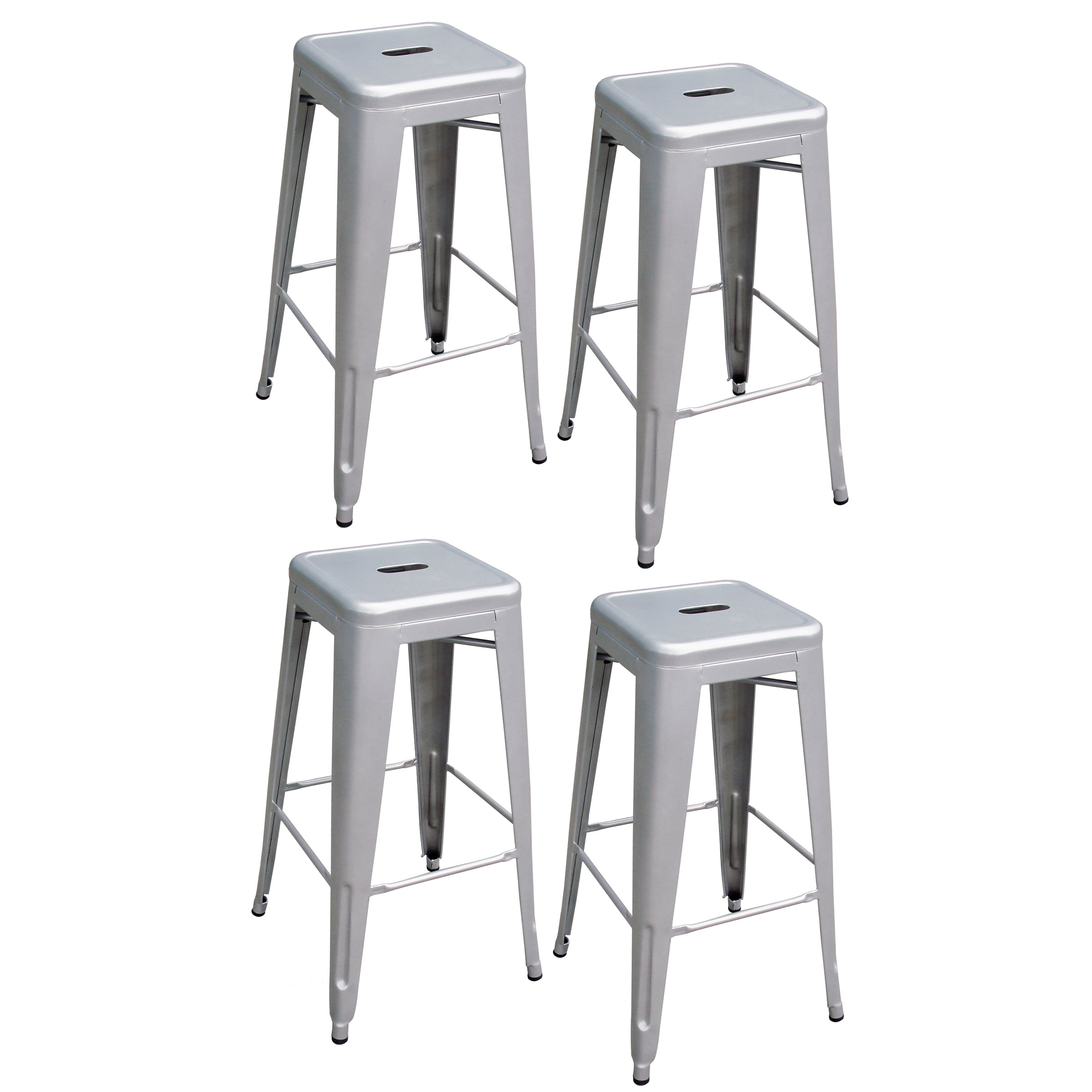 AmeriHome 4 Piece 30 inch Silver Finish Metal Backless Bar Stools ...