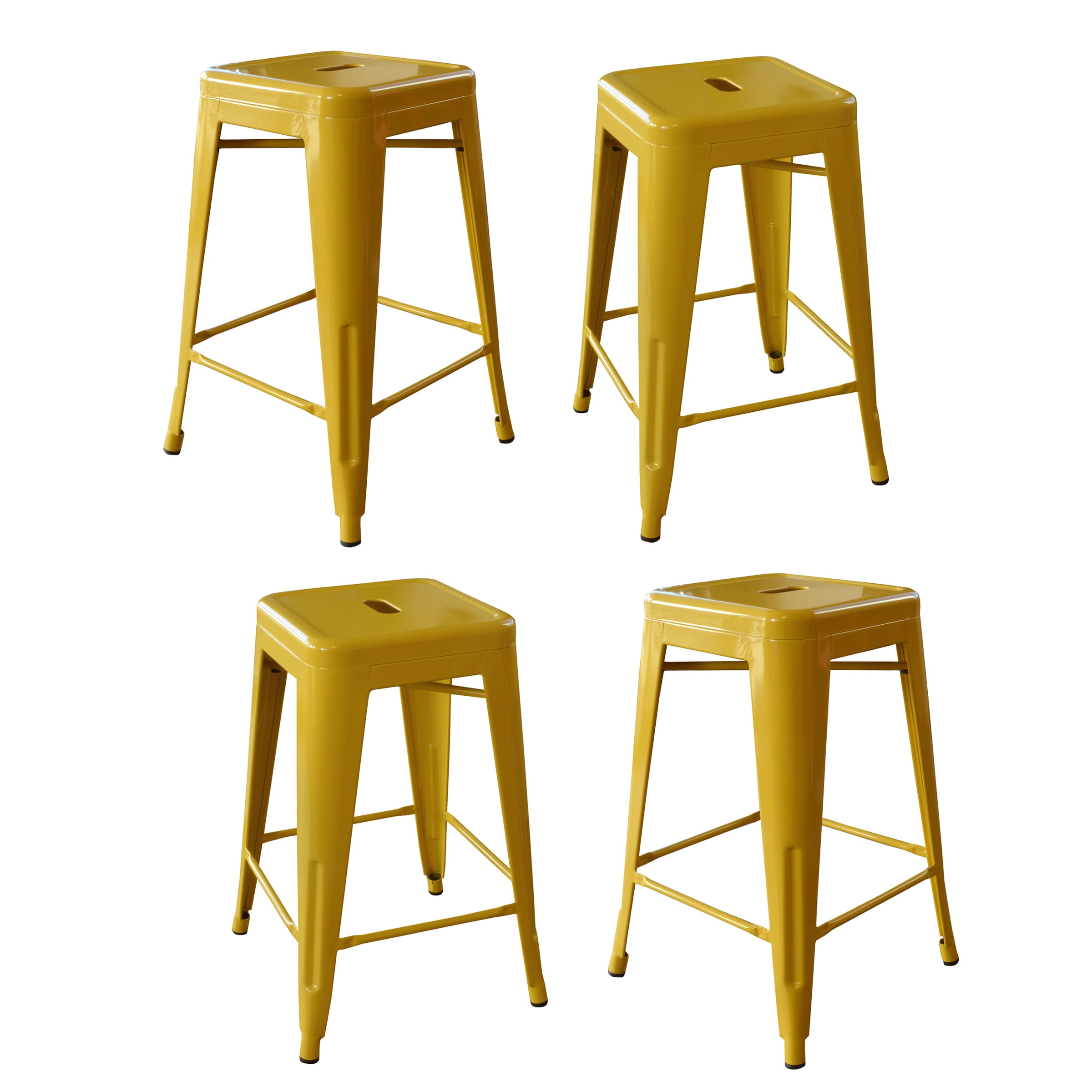 AmeriHome 4 Piece Gold Finish 24-inch Metal Backless Bar Stools ...