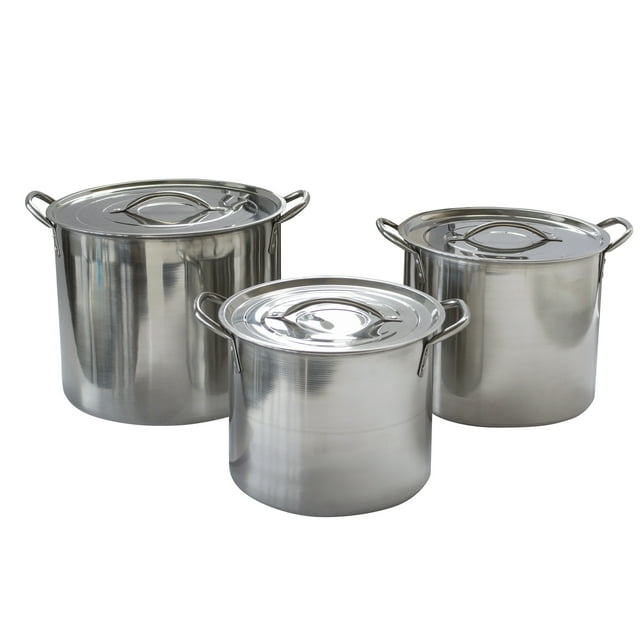 AmeriHome Large 6 Piece Stainless Steel Cooking Stock Pot Set with Lids ...