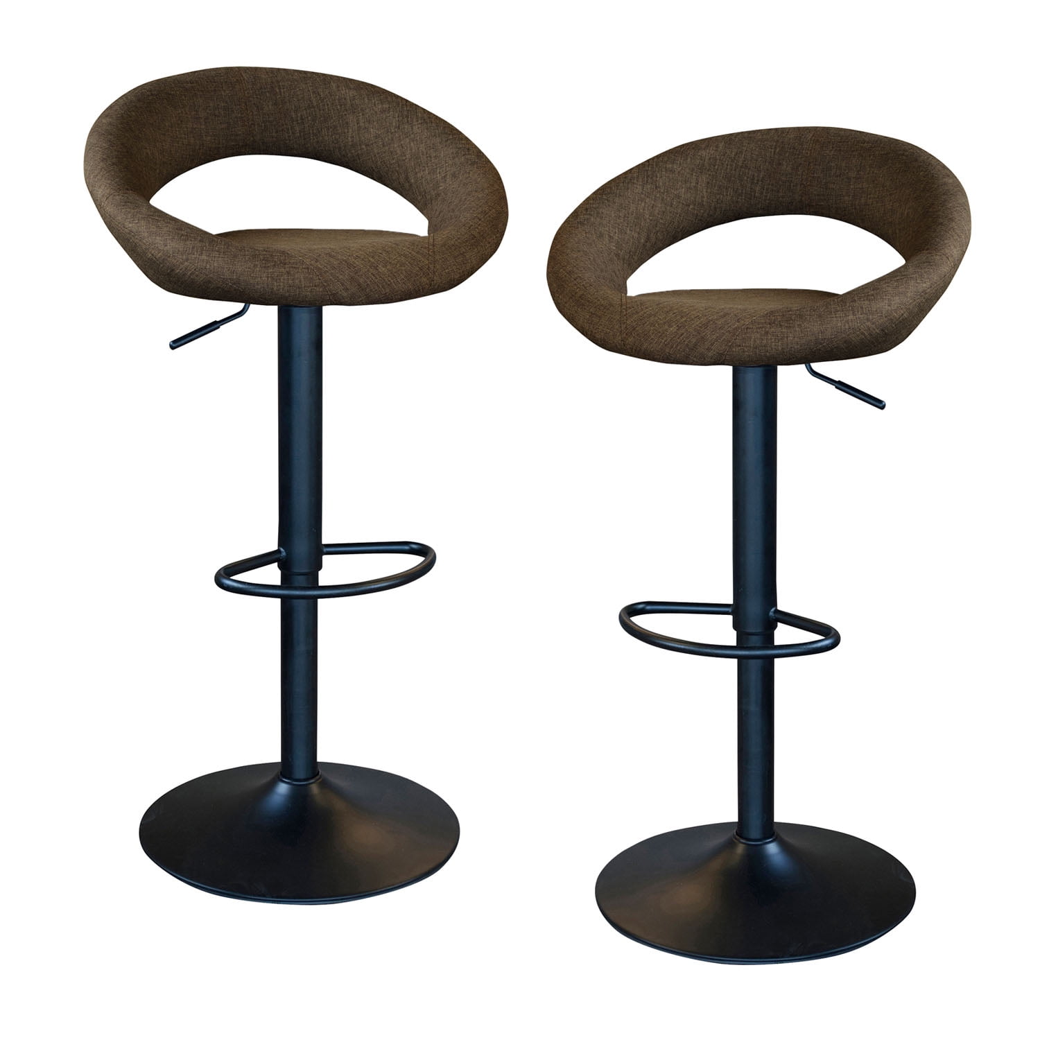 AmeriHome Arch Back Bar Stool Set Adjustable Height with Latte Poly ...