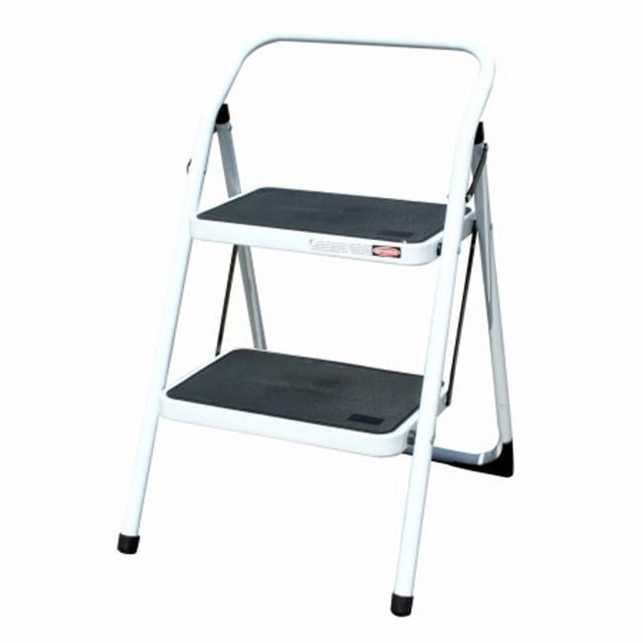 AmeriHome Two Step Metal Utility Stool in Black and White for Kitchen and Home Maintenance Walmart