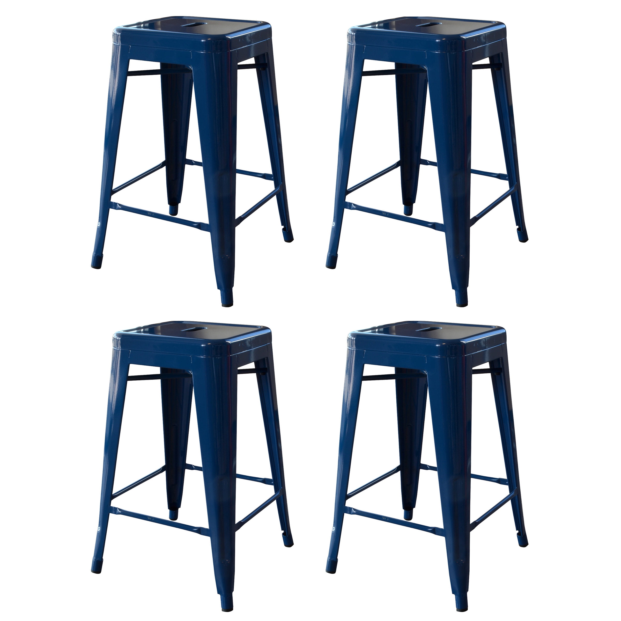 AmeriHome Loft 24" Metal Bar Stool, Blue, Set of 4 - Walmart.com