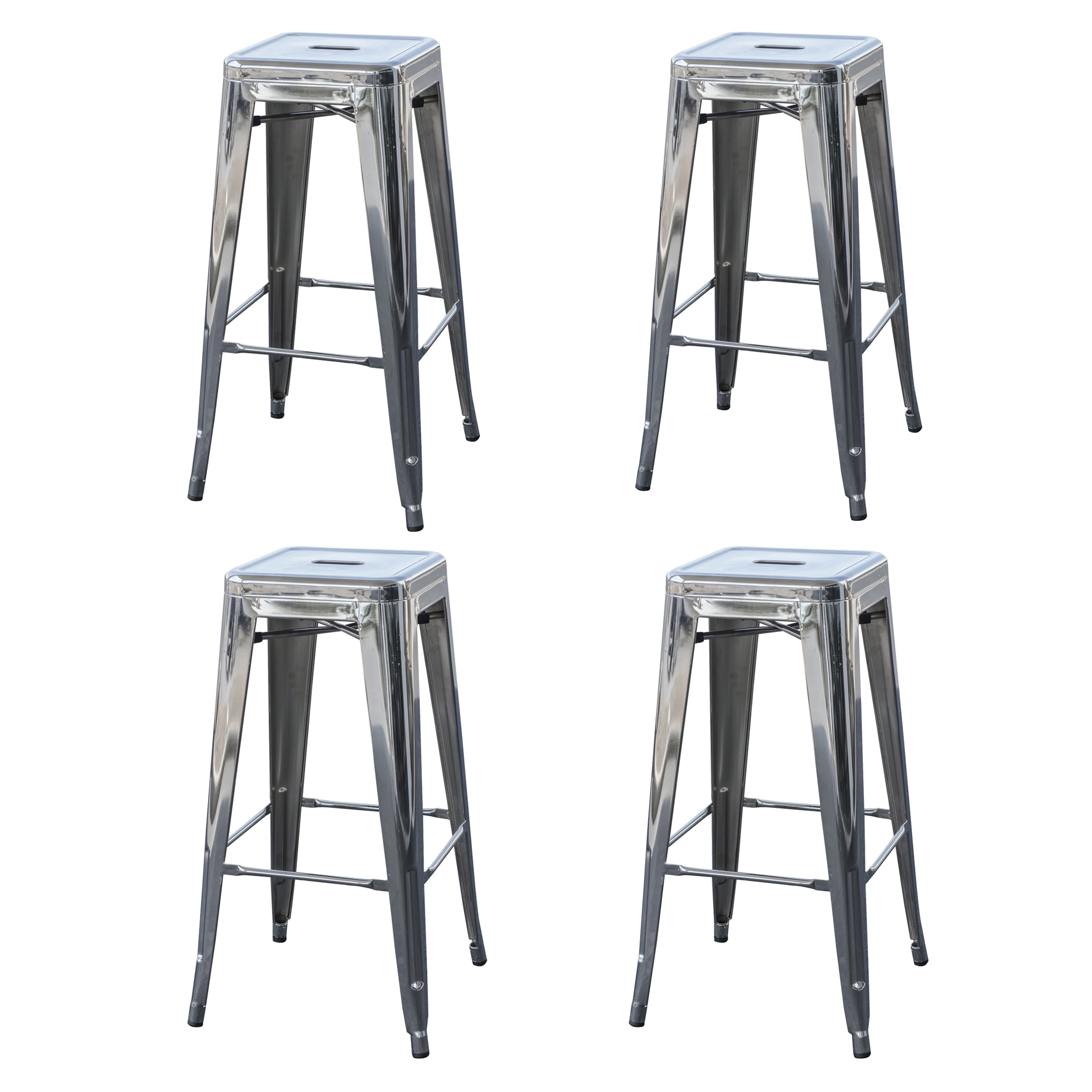 AmeriHome Loft 30 inch Chrome Silver Metal Bar Stool - 4 Piece for ...