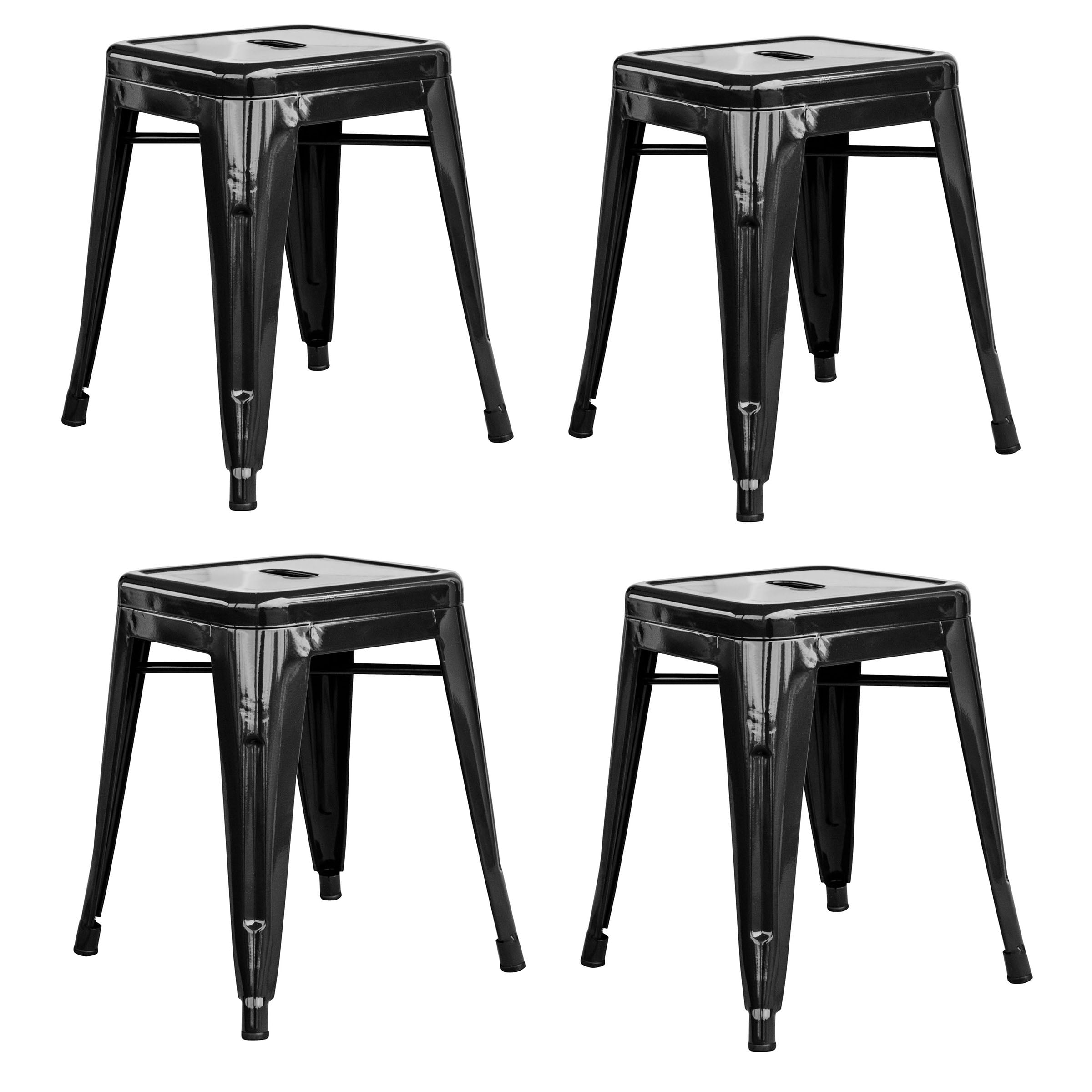 AmeriHome Loft Black 18" Metal Bar Stool, Black, Set of 4 - Walmart.com