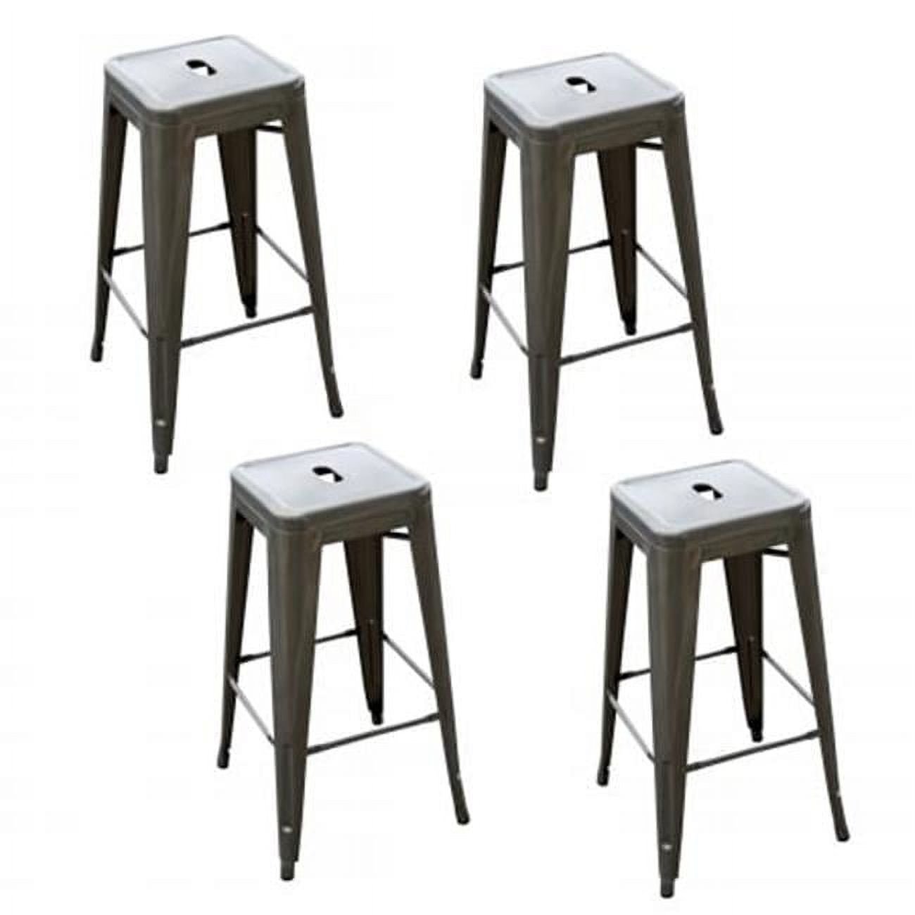 AmeriHome Loft Gun Metal Silver Bar Stool - 4 Piece - Walmart.com