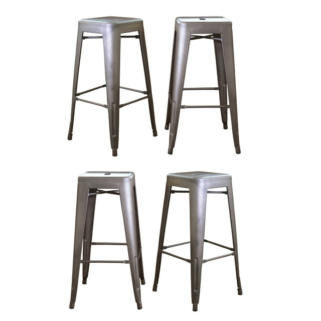 AmeriHome Loft Metal 30" Bar Stool, Gun Metal, Set of 4 - Walmart.com