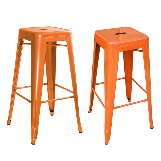 AmeriHome Loft Metal 30" Bar Stool, Orange, Set of 2 - Walmart.com