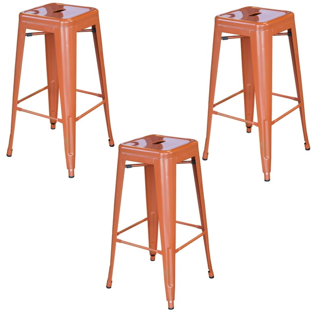 AmeriHome Loft Orange 30 in. Metal Bar Stool - 3 Piece - Walmart.com
