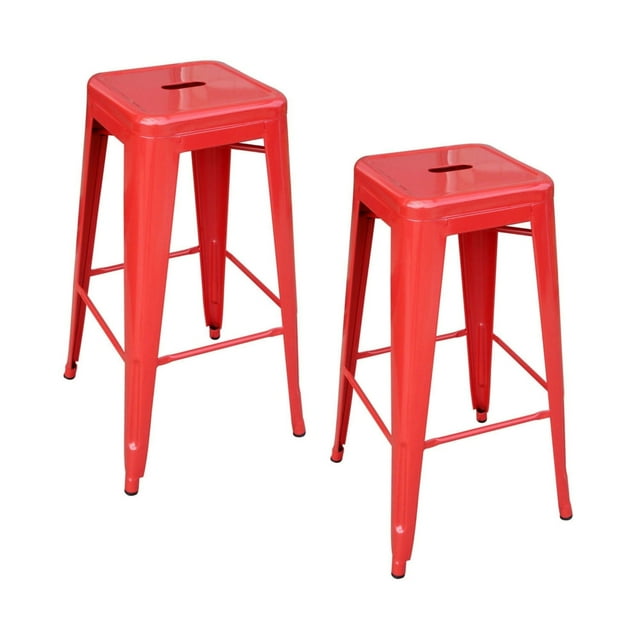 AmeriHome Loft Red Metal Bar Stool, 2- Piece - Walmart.com