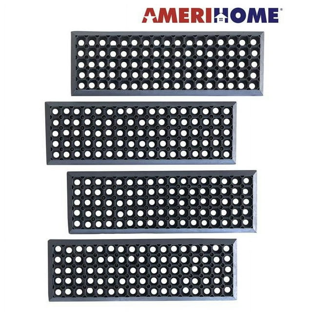 AmeriHome Anti-Slip Indoor/Outdoor 10x30 in. Rubber Stair Tread Set ...